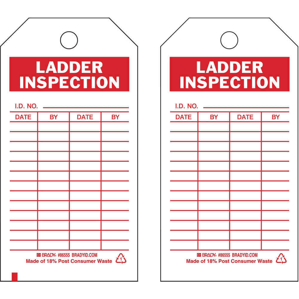 Brady 86555 | 8ZCJ7 | Tag, Inspection, 3 x 5 3/4 in, Red/White ...