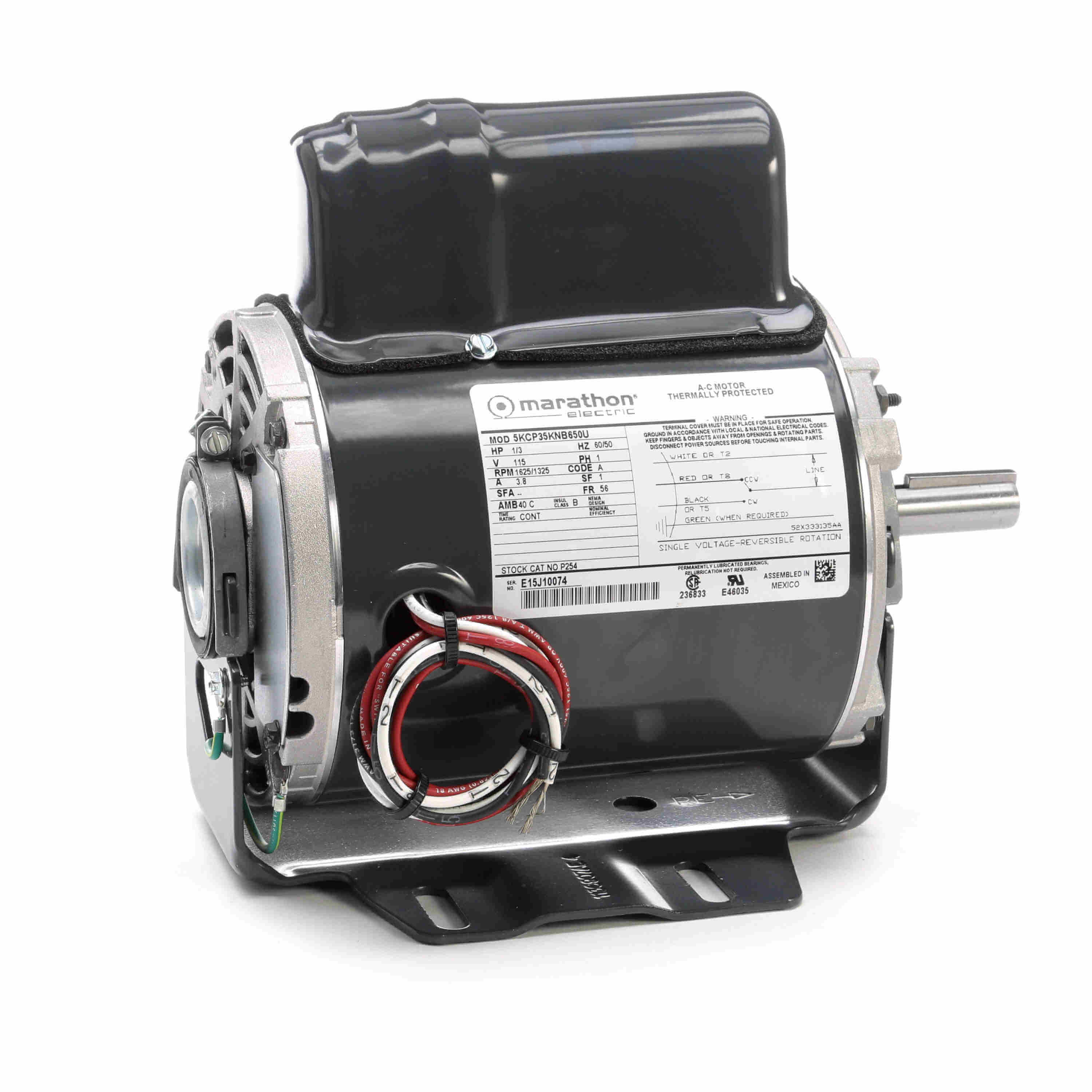 Marathon Motors 5KCP35KNB650U | P254 | 6MA19 | Instant Rev Motor 1/3 Hp ...