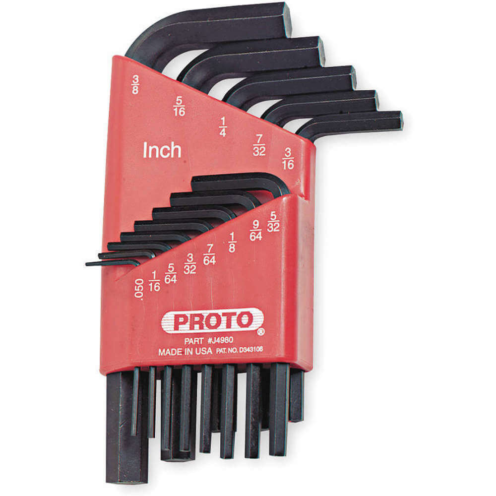 Proto J4980 | 1FX44 | Hex Key Set, L Shaped, 3/64 to 3/8 Inch, Alloy ...