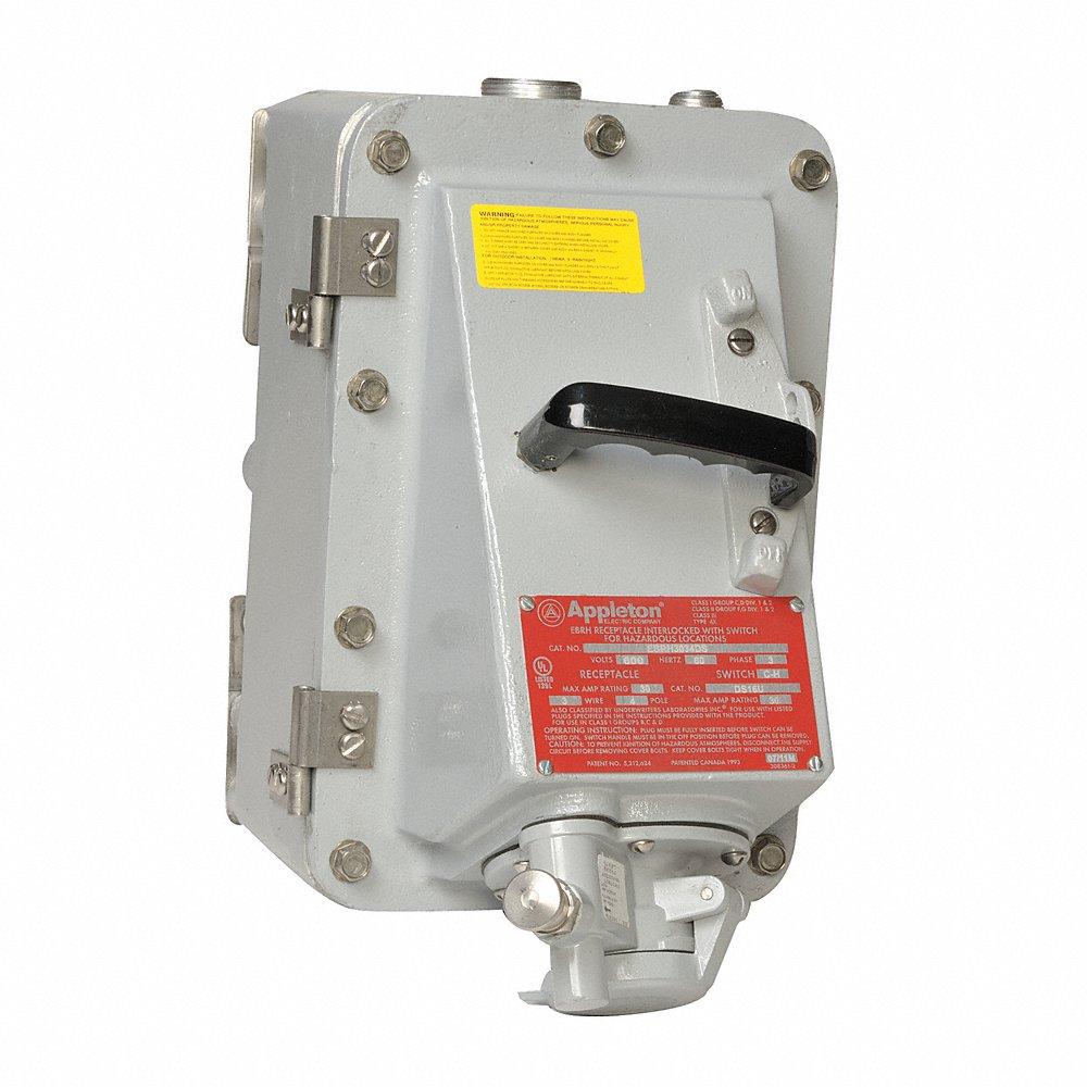 Appleton Electric EBR6023HFB100 | 11Y337 | Receptacle, 60A, 600V AC ...