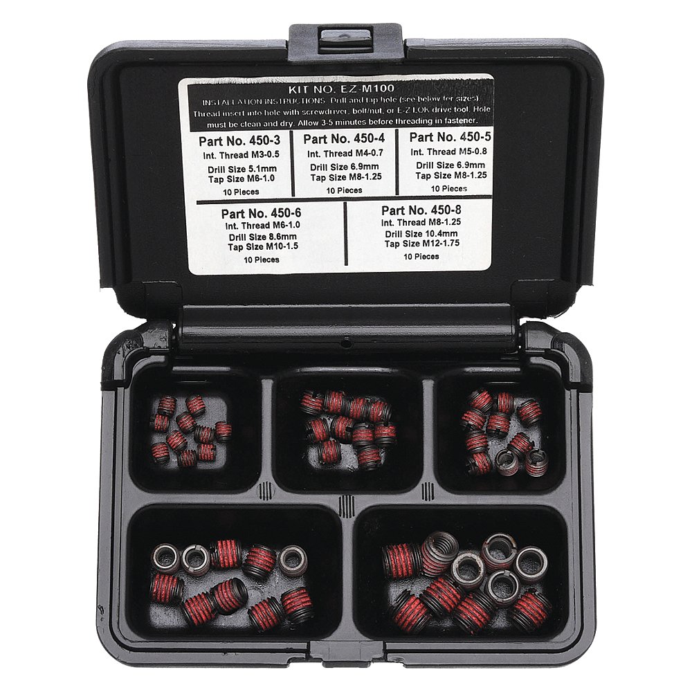 E-z Lok EZ-M100 | 4ZE89 | Thread Repair Kit, M3x0.5, M4x0.7, M5x0.8 ...