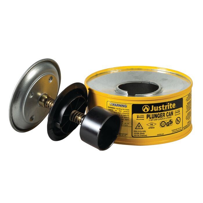 Justrite 10118 | Plunger Dispensing Can, 1 Quart, Steel, Yellow ...