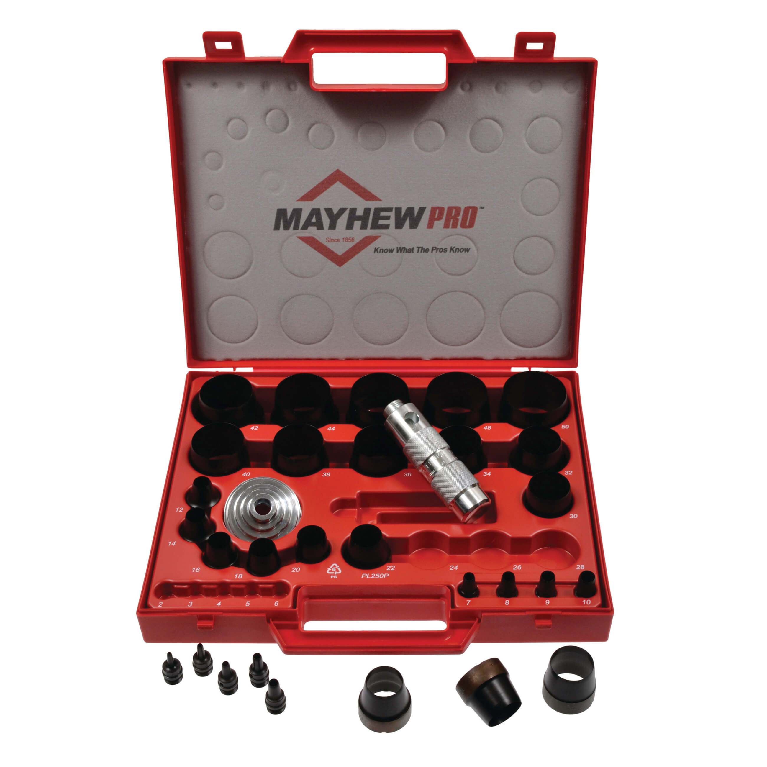 Mayhew Tools 66006 | 24D585 | Hollow Punch Set, Metric Alloy, 31 Pieces